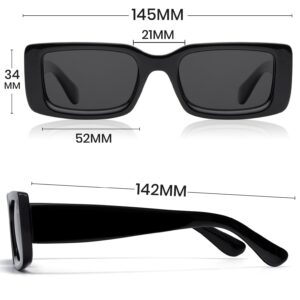 Veda Tinda Vision Rectangle Sunglasses Black Trendy Retro 90s Square Vintage y2k Sunglasses for Women Polarized Men Sunglasses UV Blocking Skin C01S01