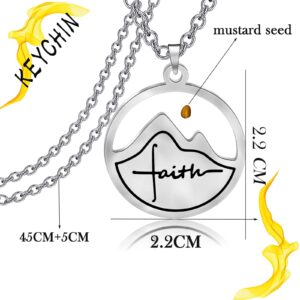 KEYCHIN Faith Mustard Seed Mountain Necklace Religious Gift Cross Faith Mustard Seed Mustard Seed Jewelry Necklace Christian Gift (Faith Mountain NK-S)