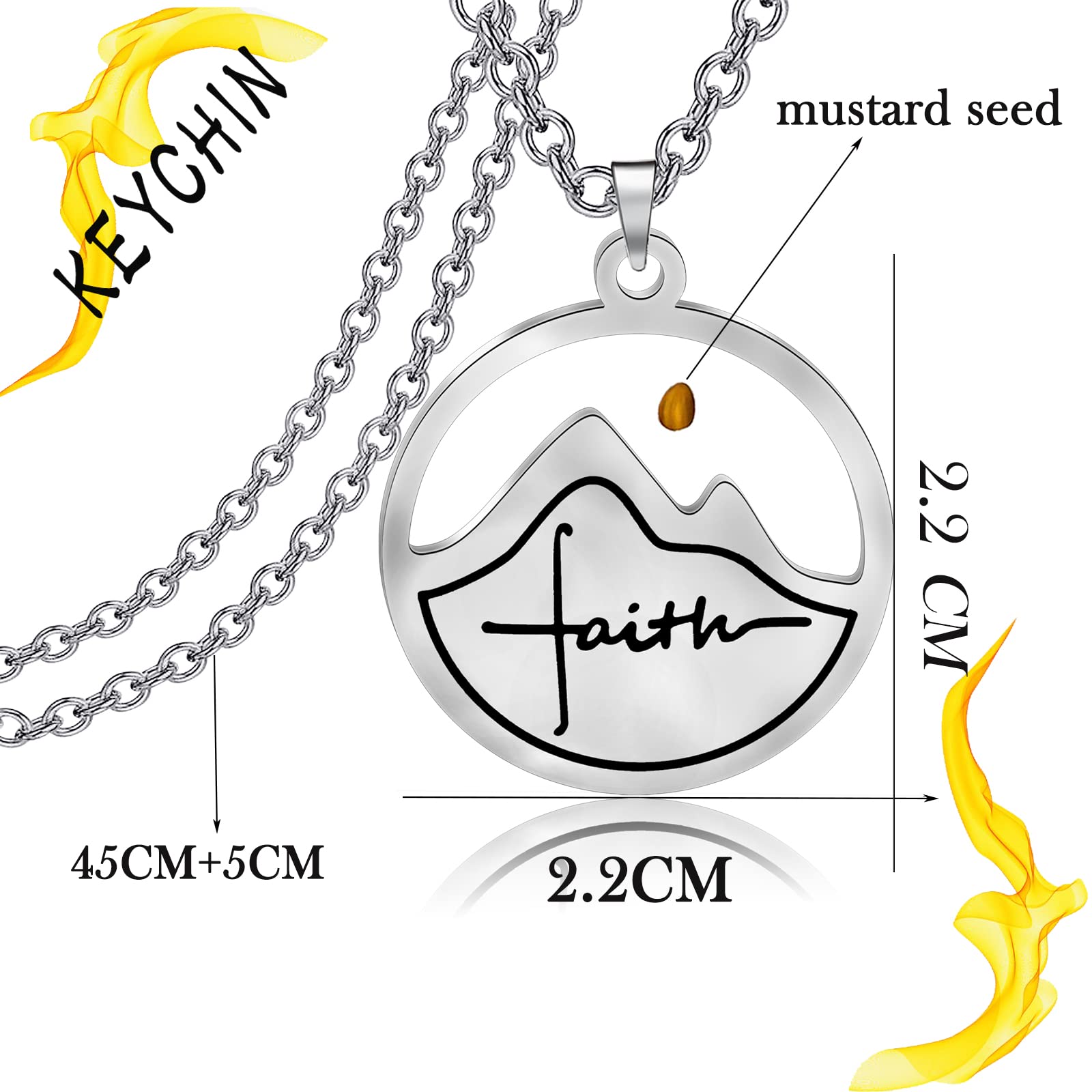 KEYCHIN Faith Mustard Seed Mountain Necklace Religious Gift Cross Faith Mustard Seed Mustard Seed Jewelry Necklace Christian Gift (Faith Mountain NK-S)