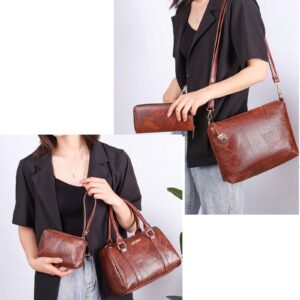 AlwaySky Women 6PCS Handbag and Purse Set Hobo Tote Satchels Shoulder Bag Clutch Wallet Brown