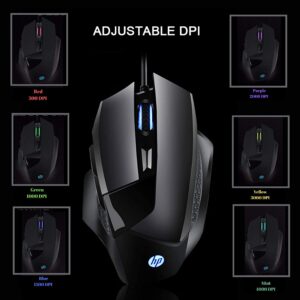 H P USB Gaming Mouse for E-Sports Gaming Adjustable DPI, Wired Backlit G200 Mouse