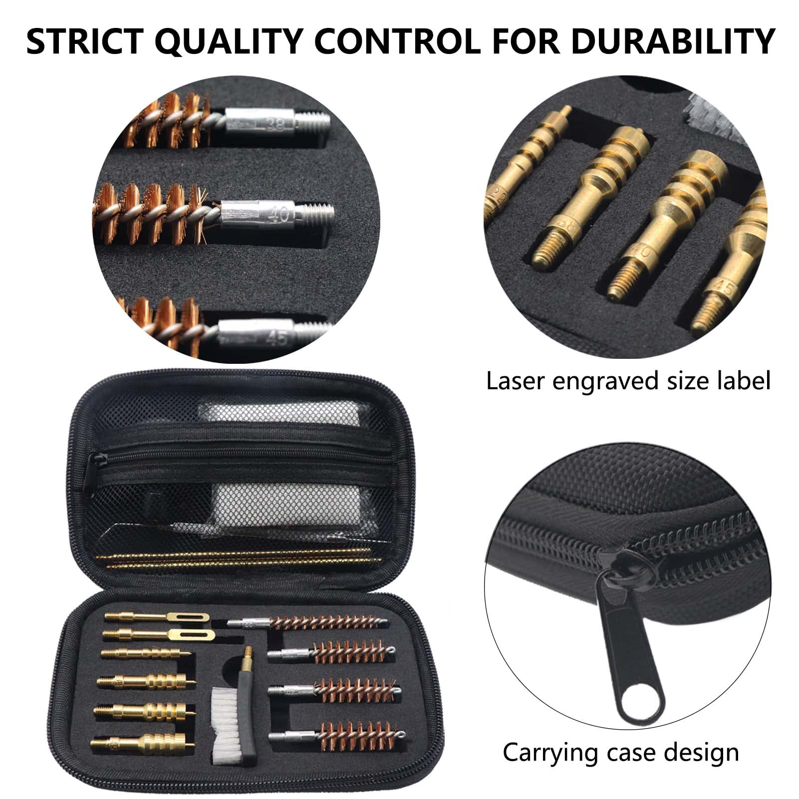 Gun Cleaning Kit Handgun Cleaning Kit Cleaning Tool .22.357/9mm.40.45 Caliber Brass Jags Tips, Gun Brush Tools Great Gifts for Men Women Husband