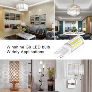 winshine 10 Pack G9 LED Bulb T4 Chandelier Light Bulbs 5000K Daylight, 4W (40W Halogen Replacement) G9 Bi Pin Ceramic Base, 120V AC 360°Beam Angle for, Barthroom Lamp, Crystal Wall Lamp Not-Dimmable