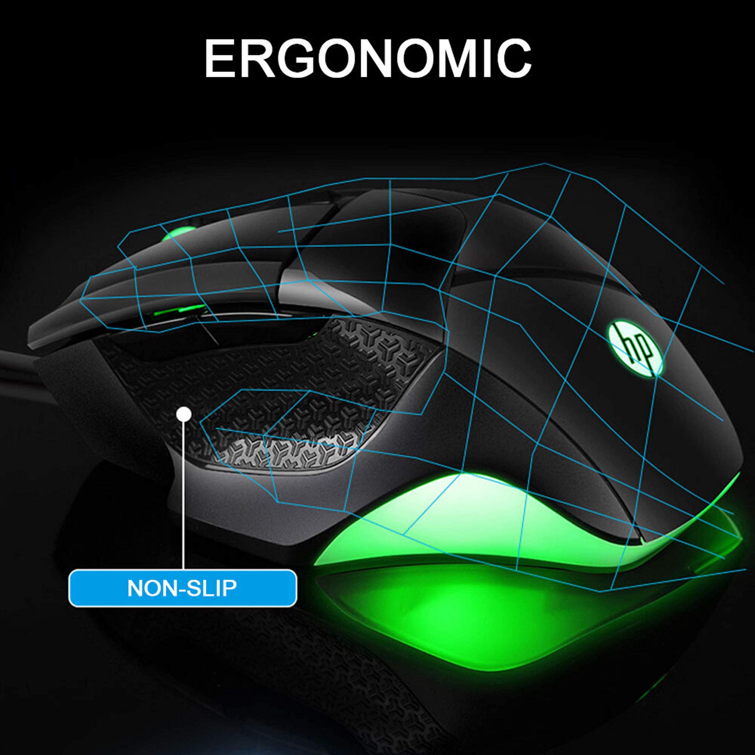 H P USB Gaming Mouse for E-Sports Gaming Adjustable DPI, Wired Backlit G200 Mouse