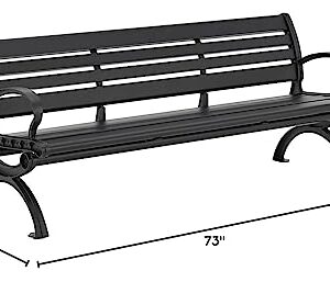 Global Industrial 6' Aluminum Park Bench with Backrest, Black