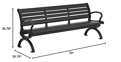 Global Industrial 6' Aluminum Park Bench with Backrest, Black