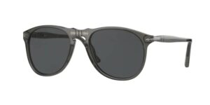 persol po9649s 1103b1 55mm taupe grey transparent/dark grey aviator sunglasses for men + bundle with designer iwear eyewear kit