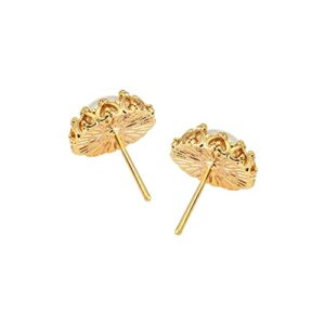 Magna Bijoux 14k Gold plated Brass Crown Pearl Stud Earrings (Gold Pearl)