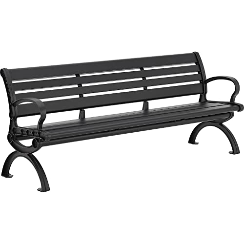 Global Industrial 6' Aluminum Park Bench with Backrest, Black