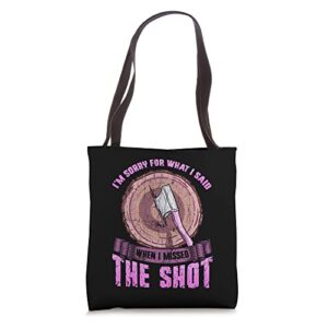 ax throwing lumberjack hatchet men women tomahawk tote bag