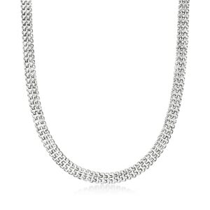 ross-simons italian sterling silver panther-link necklace. 18 inches