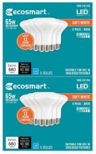 ecosmart 65-watt equivalent br30 dimmable energy star led light bulb soft white (12-pack)