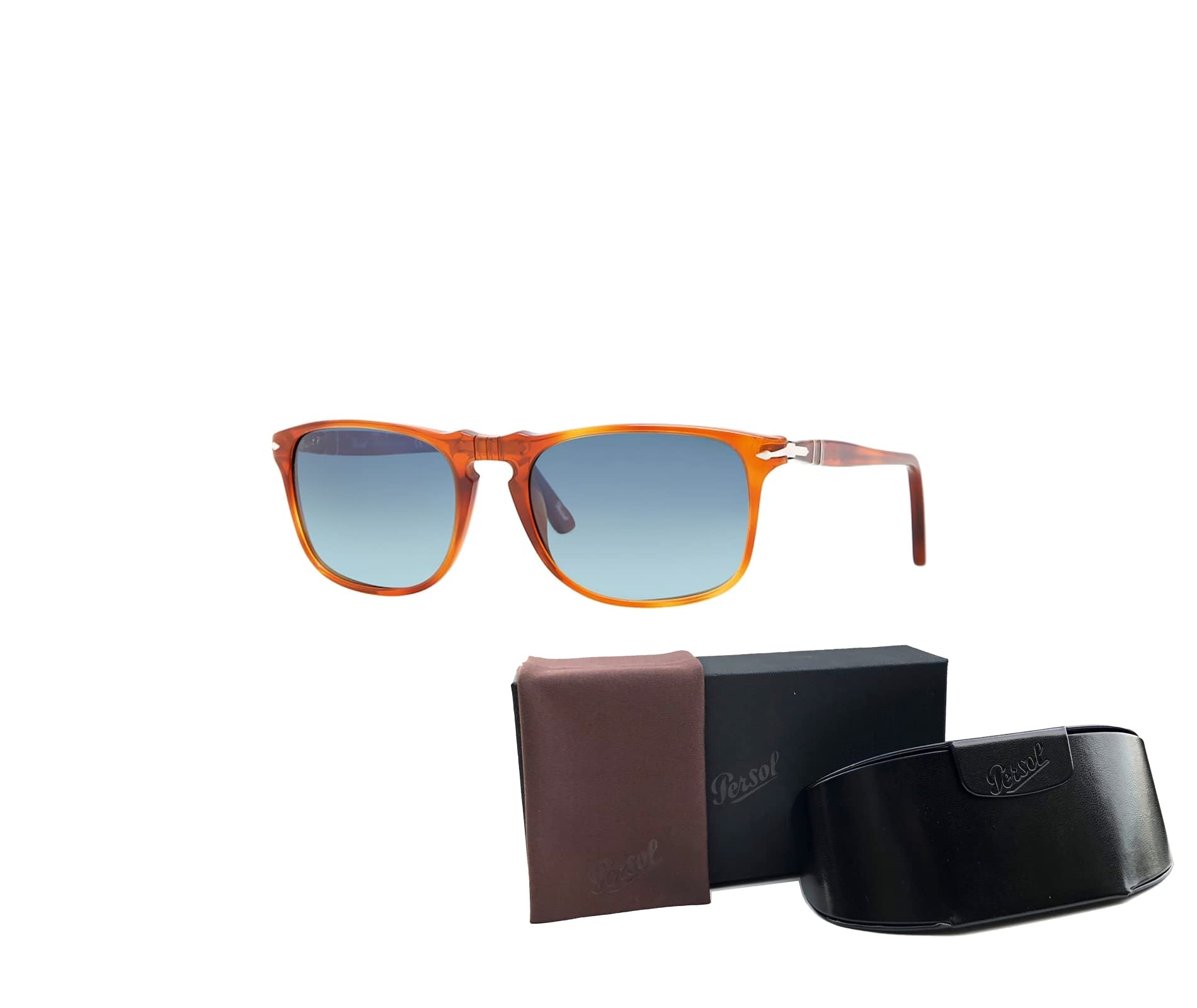 Persol PO3059S 96/S3 54MM Terra Di Siena/Polarized Gradient Blue Square Sunglasses for Men + BUNDLE With Designer iWear Eyewear Kit