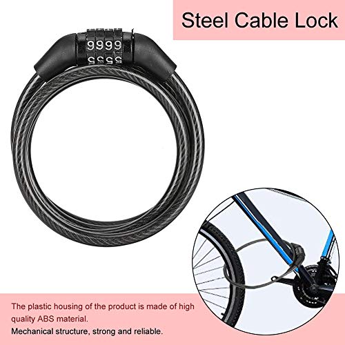 Security Bike Lock, Safety Security Multipurpose Easy to Use Steel Cable Lock for Outdoor Cycling