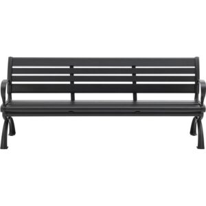 Global Industrial 6' Aluminum Park Bench with Backrest, Black