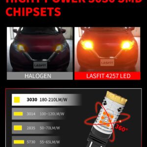 LASFIT 4257 LED Bulbs 4257NA Turn Signal Light for 2022 Maverick Lariat for 2019 2020 2021 2022 F Series Super Bright Daytime Running Light DRL Parking Light Upgrade Blinker Amber Yellow (2 pcs)