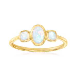 ross-simons opal 3-stone ring in 14kt yellow gold. size 5