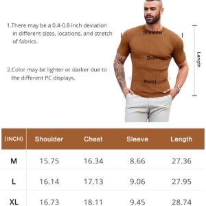 Mens Casual Slim Fit Basic Tops Short Sleeve Shirt Turtleneck T Shirts Rib Knitted Stretch Pullover Sweater