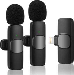 wireless lavalier microphone for iphone ipad, plug-play wireless mic for recording, live stream, youtube, tiktok, facebook, noise reduction auto-sync