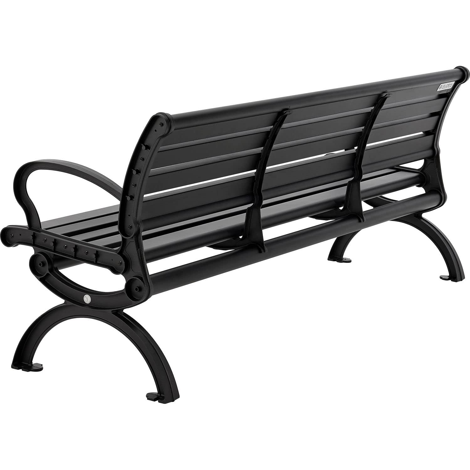 Global Industrial 6' Aluminum Park Bench with Backrest, Black