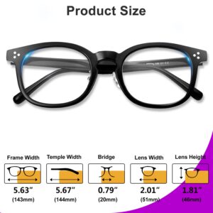 Fashion Square Blue Light Blocking Glasses with TR90 Frame Rectangle Eyeglasses Anti Blue Ray for Women Men Black Chasity