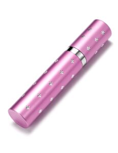 lipstick stun gun for women, self defense flashlight stun guns with safety disable pin.wall charger included (pink)