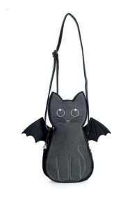 lost queen women's wendigo bag convertible backpack cute black cat bat crossbody purse