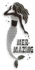 craft supply mermaid stencil - adhesive laser-cut reusable stencil - 12.25 inches, white