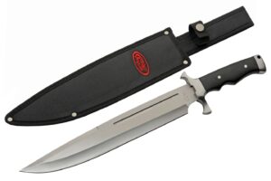 szco supplies 17" silver wood handled bowie blade toothpick outdoor hunting knife with sheath, black/silver (211554)