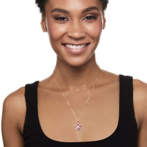 Ross-Simons Pink Opal, 1.10 ct. t.w. Rhodolite Garnet and .30 ct. t.w. White Zircon Flower Pendant Necklace in 18kt Rose Gold Over Sterling. 18 inches