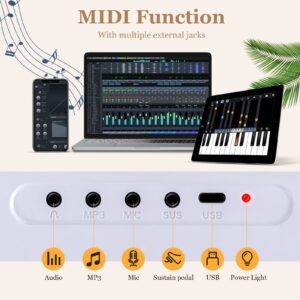 Costzon 88-Key Foldable Digital Piano Keyboard, Full Size Semi-Weighted Keyboard, Portable Electric Piano w/MIDI, Split Function, Sustain Pedal & Carrying Bag for Beginner (White)