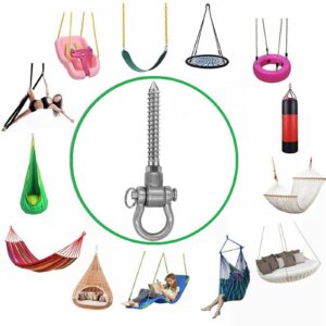 Dakzhou 4 Heavy Duty Swing Hangers Permanent Anti Rust Bearing, 1500 LBS, 180° Swing Hardware, Swing Frame for Yoga Hammock Chair sandbag Playground Accessories