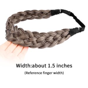 Gledola 5 Strands Synthetic Hair Braid Headband Hair Braided Headband for Women Girl (Gray Brown)