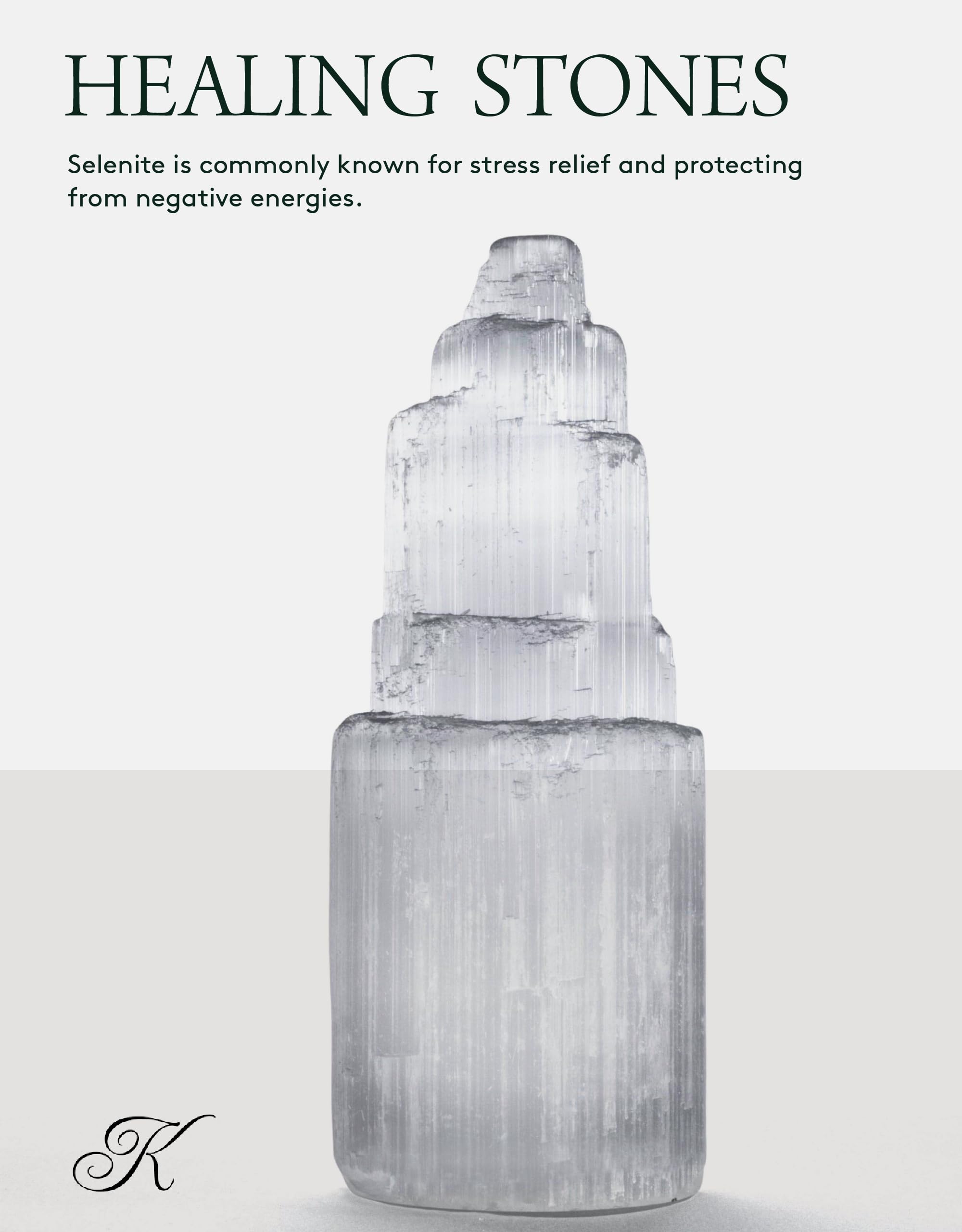 KALIFANO Selenite Skyscraper with Healing & Calming Effects - High Energy Selenita/Satin Spar Tower Used for Cleansing and Protection (Information Card Included)