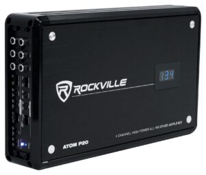 rockville atom p20 marine/atv/car bluetooth amplifier 1600w peak/440w rms 4 channel w/volt meter, black