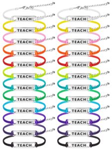 24 pieces teach blessing bracelets colorful greeting bracelets graduation gifts for women men teacher appreciation bracelet graduation gift blessing teacher's day gift presents (novel style)