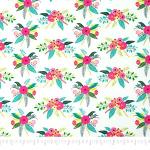 singer fabrics, 100% cotton, modern bright floral white, cut by the yard