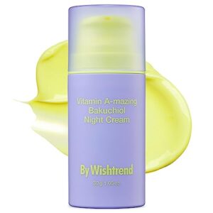 by wishtrend] vitamin a-mazing bakuchiol retinal night cream, korean retinol alternative, slow aging, skin smoothing, pore refining, anti-wrinkle, sensitive skin 1.05 oz