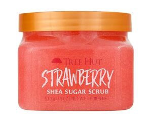 tree hut strawberry shea sugar scrub, 18 oz, ultra hydrating and exfoliating scrub for nourishing essential body care