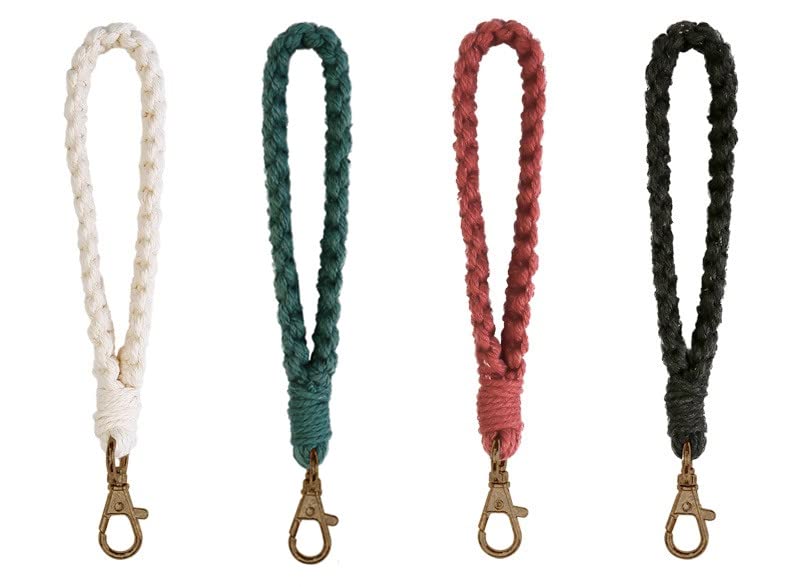 2 Pcs Boho Macrame Keychain Bracelet Handmade Wristlet Keychain Keyring Holder Wrist Lanyard for Women(3)