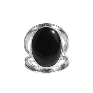 YoTreasure Black Onyx Solid 925 Sterling Silver Split Shank Statement Ring