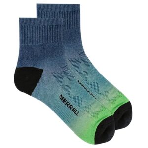 merrell standard moab hiking mid cushion socks-1 pair pack-coolmax moisture wicking & arch support, ankle-blue, m/l (men's 9.5-12 / women's 10-13)