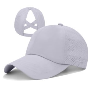 criss cross ponytail hat women mesh baseball caps messy bun ponycaps spring summer running outdoor sports dad hat