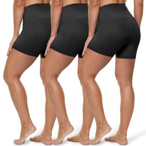 hltpro 3 pack plus size biker shorts for women (s-4xl)- 8"/5" high waist tummy control shorts for workout, yoga, running