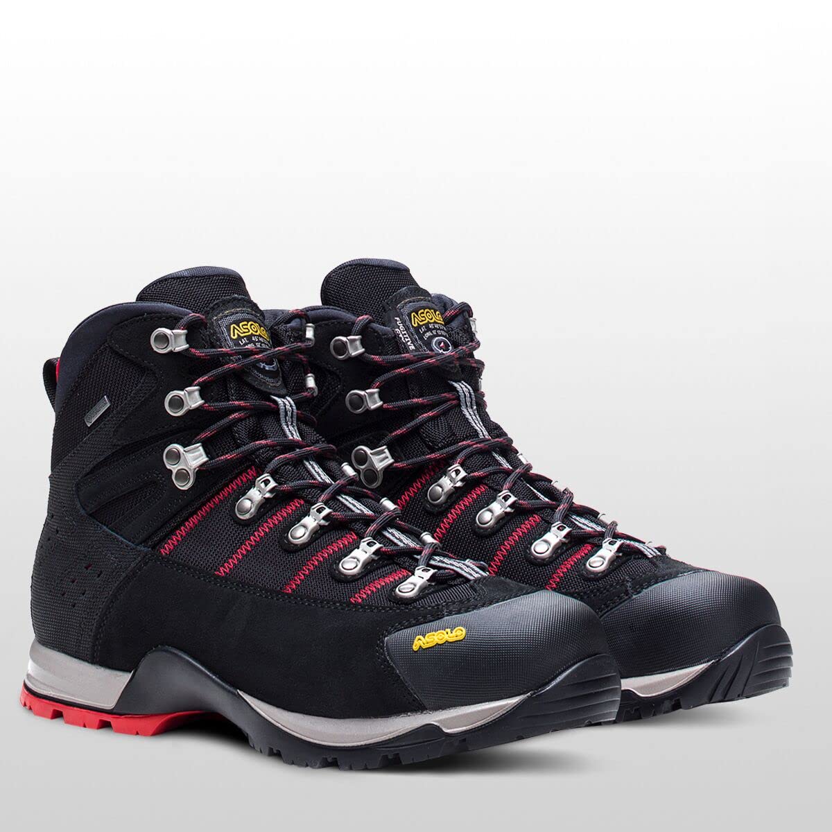 ASOLO Men's Fugitive GTX Light Hiking and Trekking Boots (Black/Red, 10 Wide)