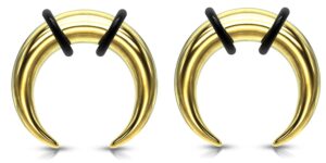 zaya body jewelry pair gold steel 0g 1g 2g 4g 6g 8g 10g 12g 14g ear plugs tunnels tapers pinchers horseshoes gauges septum (10g 2.4mm)