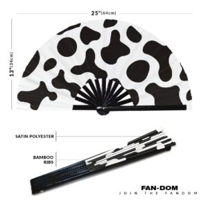 Cow Print Pattern UV Glow Foldable Hand Fan Cow Fur Print Patterns Stuff Handheld Fan Animal Leopard Print Fan for Animal Print Lovers (Style 1)