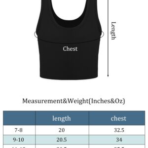 6 Pieces Girls Dance Tank Tops Racerback Crop Tank Tops Sleeveless Dance Top for Ballet Teens Gymnastics Dancewear (White, Gray, Navy, Green, Black, 9-10 Years)