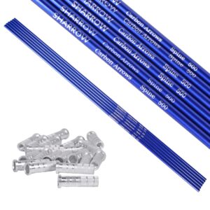 zshjgjr archery 30 inch carbon arrow shafts 500 spine id 6.2mm carbon bare shafts for compound bow recurve bow 6/12pcs (blue, 24)