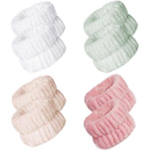 4 pairs wrist spa washband soft microfiber wrist washband wrist wash towel band for washing face makeup women girls ladies prevent water wet your arm